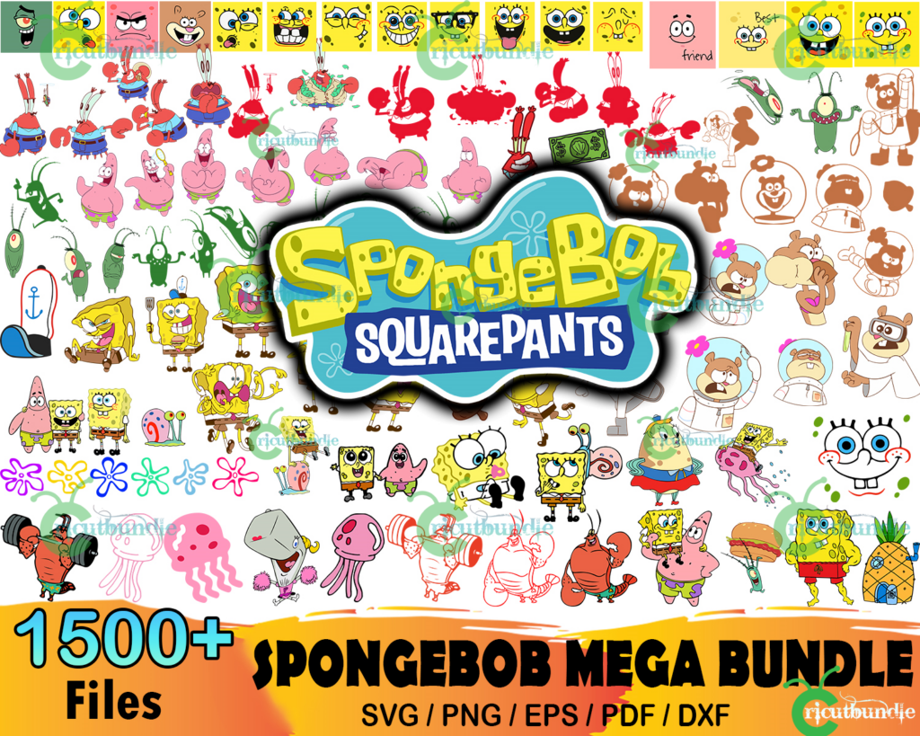 1500+ Spongebob Mega Bundle, Gary Svg, Squidward Svg, Patrick Svg ...