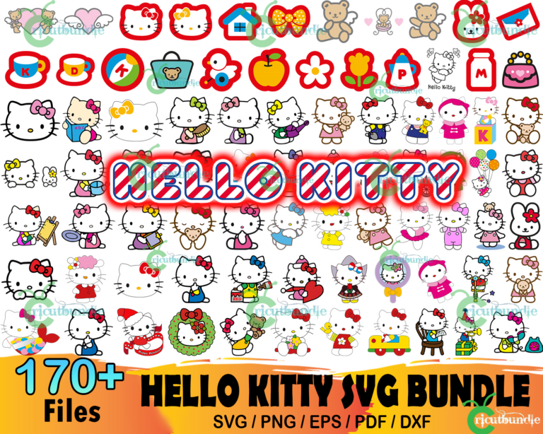 170+ Hello Kitty Svg Bundle, Hello Kitty Svg, Cartoon Svg, Cat Svg ...